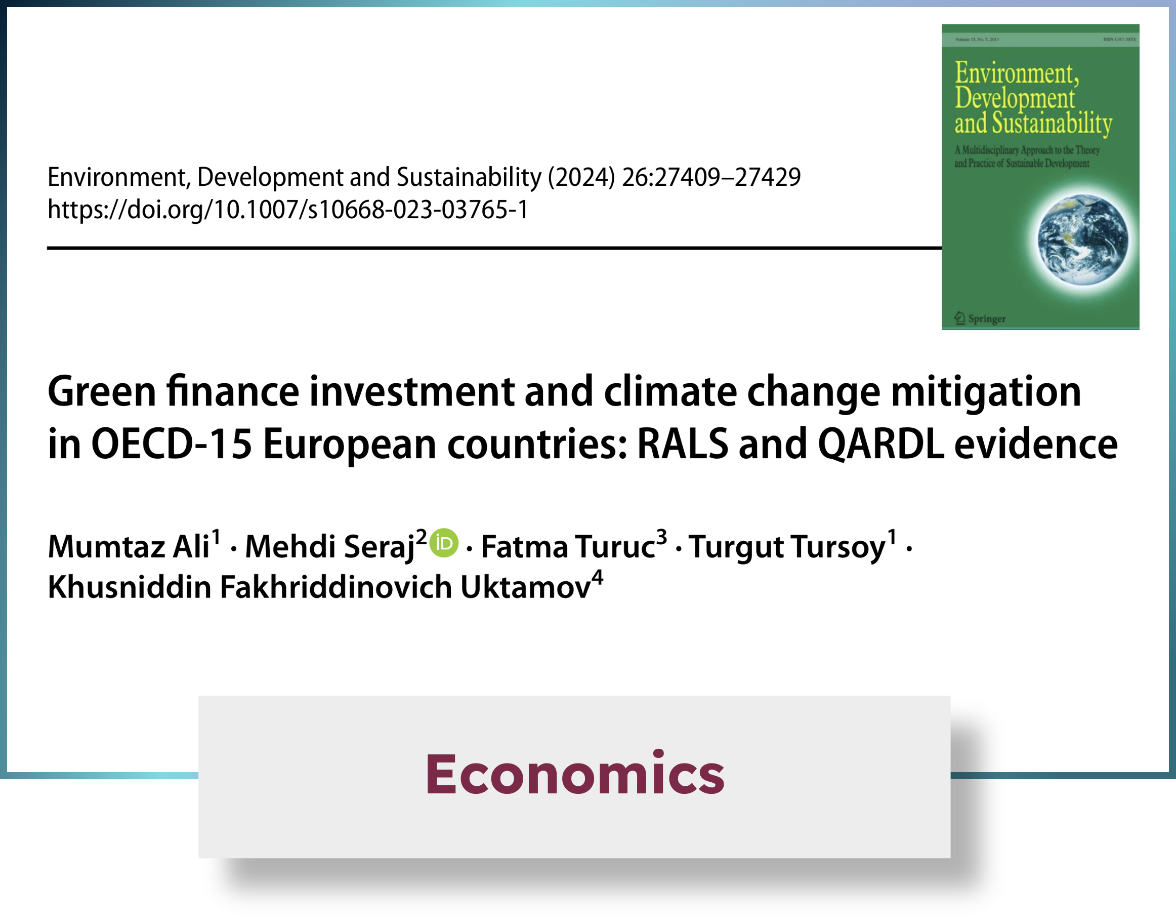 Green finance investment and climate change mitigation in OECD-15 European countries: RALS and ...